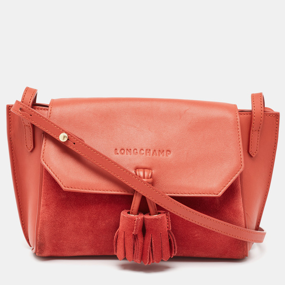 Longchamp | Bags | Longchamp Brick Red Suede And Leather Penelope ...